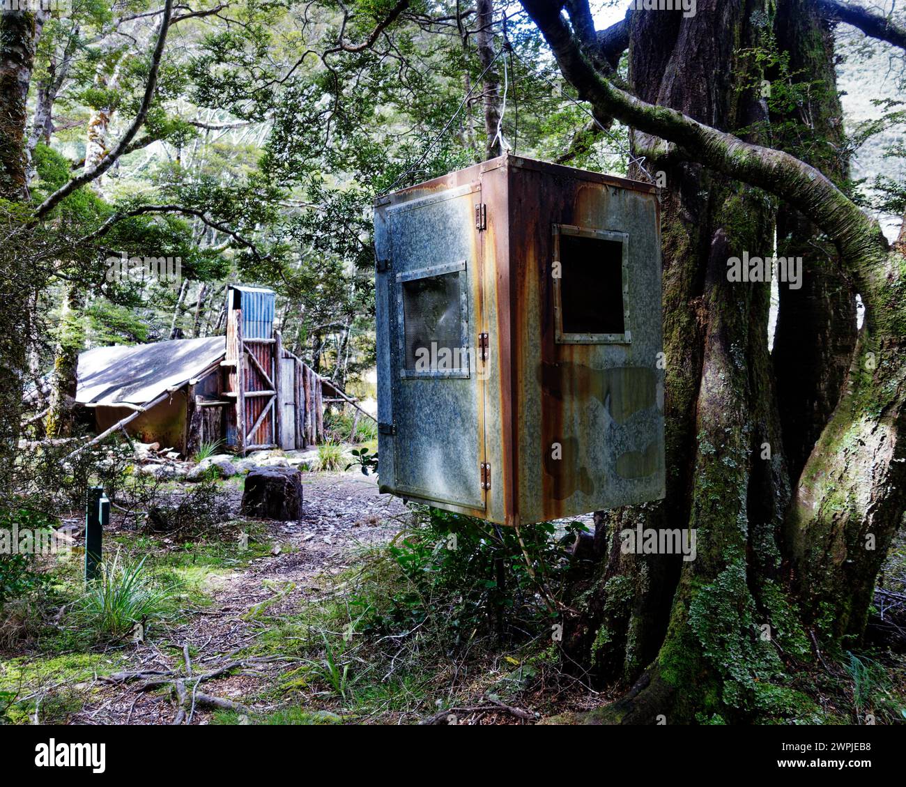 A meat safe hanging near the Tent Camp, an historic tent-style replica ...