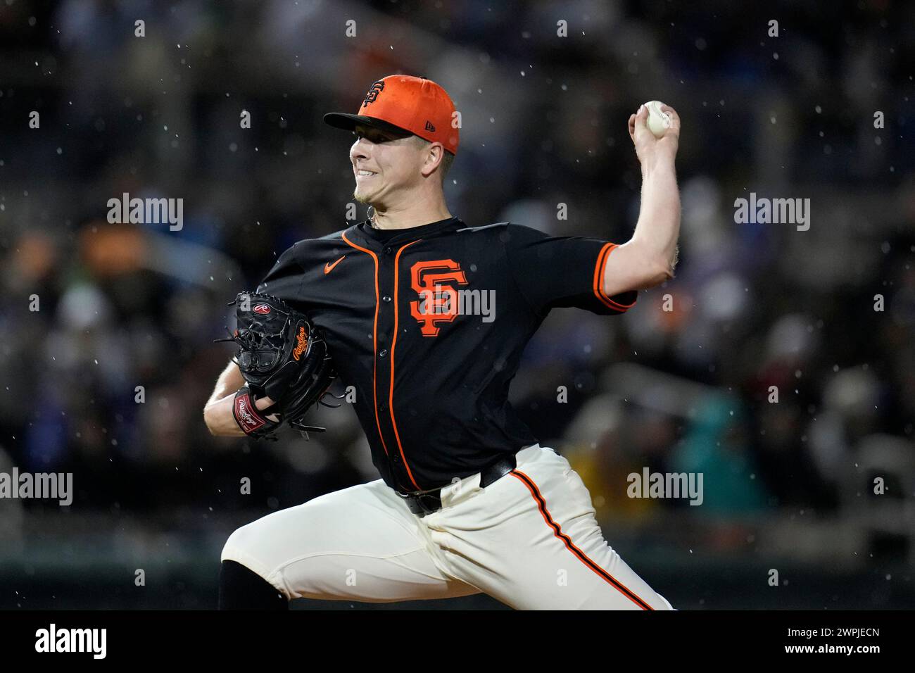 San Francisco Giants starting pitcher Kyle Harrison throws against the ...