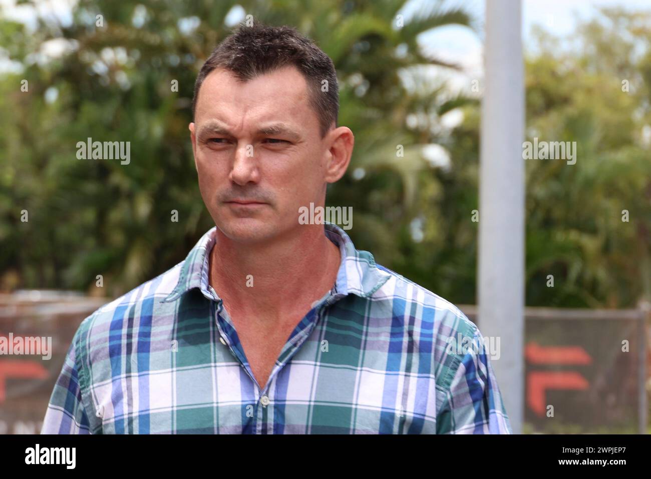 Darwin, Australia. 08th Mar, 2024. Pilot Michael Burbidge arrives at ...