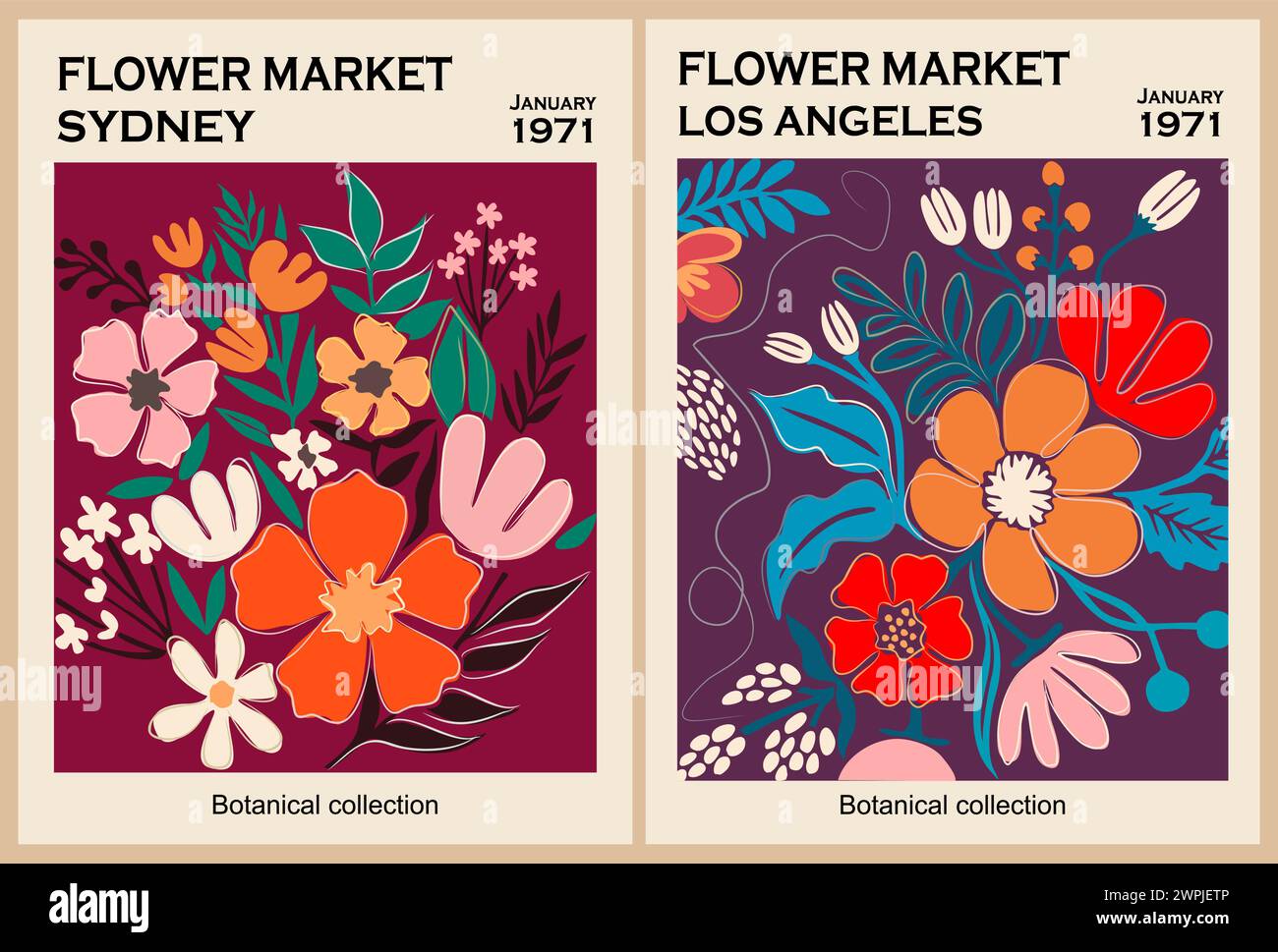 Set of abstract Flower Market art posters Stock Vector Image & Art - Alamy