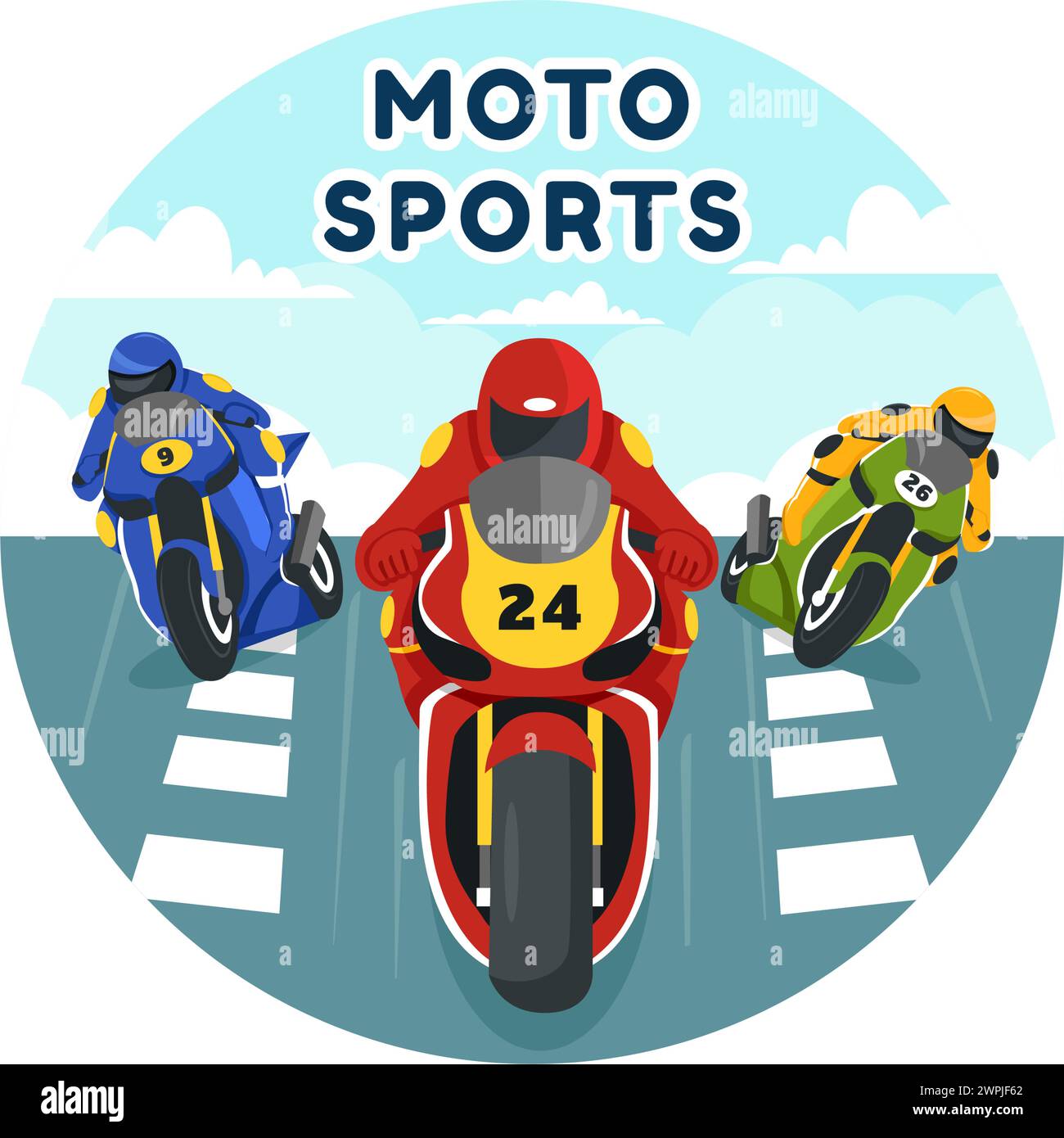Racing Motosport Speed Bike Vector Illustration for Competition or Championship Race by Wearing ...