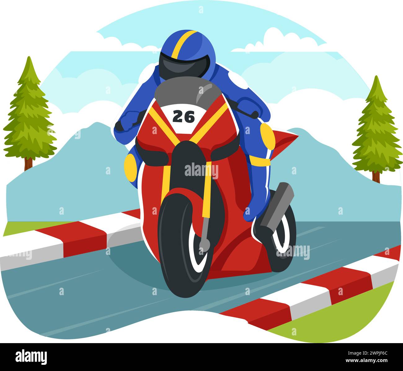 Racing Motosport Speed Bike Vector Illustration for Competition or Championship Race by Wearing ...