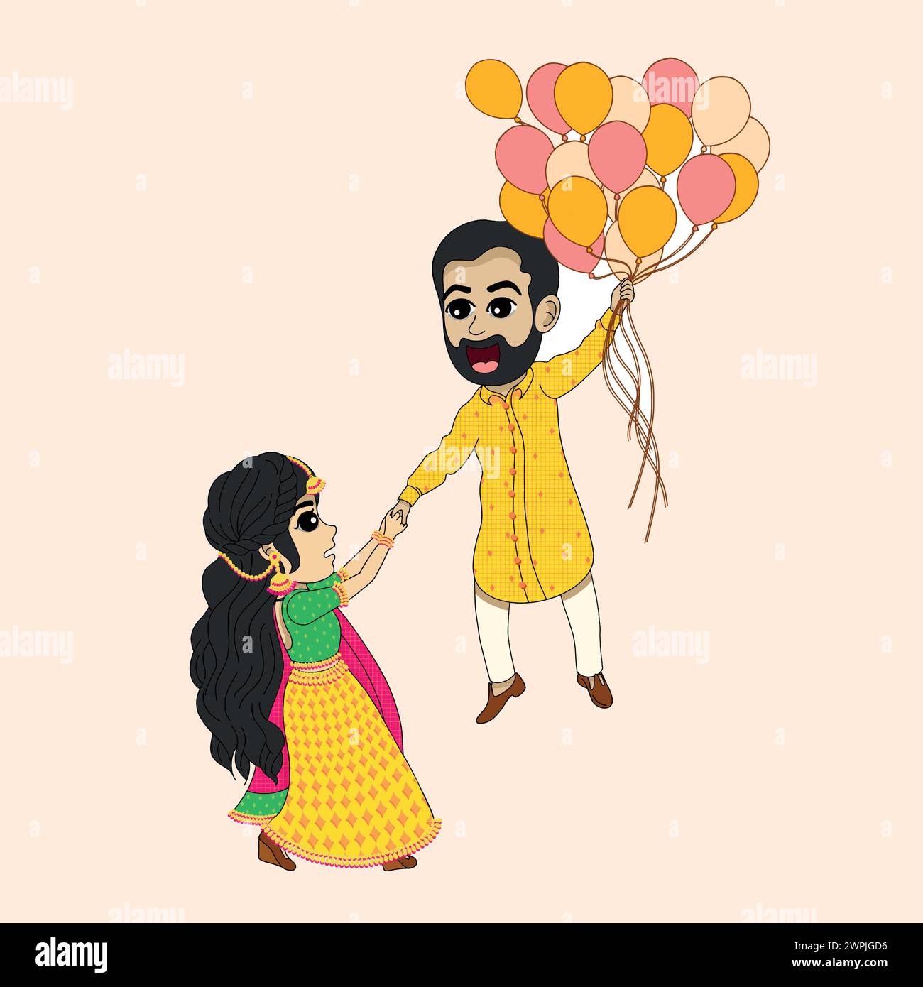 Indian wedding bride and groom Stock Vector Images - Alamy