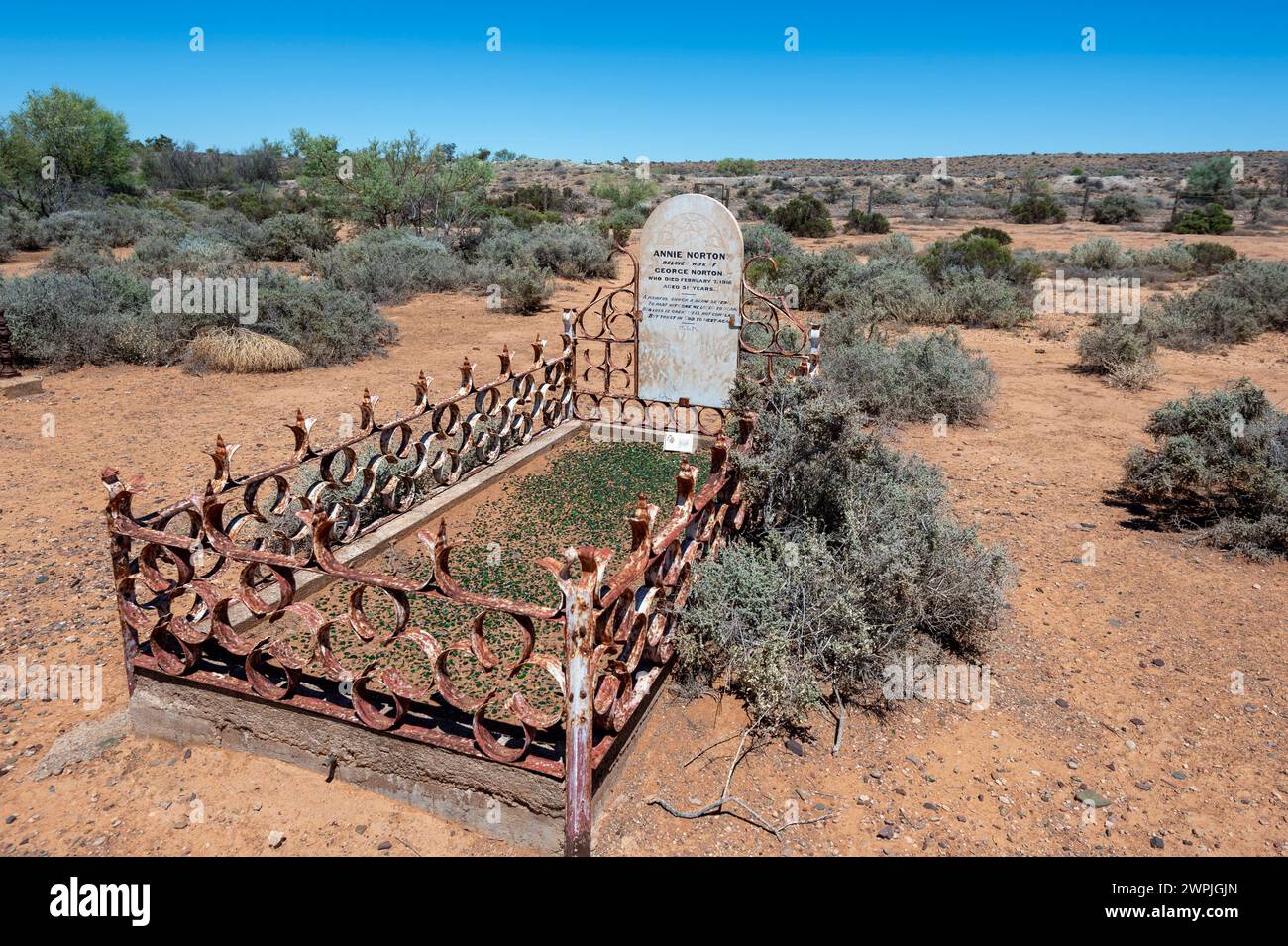Wrought iron grave in the old cemetery, Beltana Historic Township ...