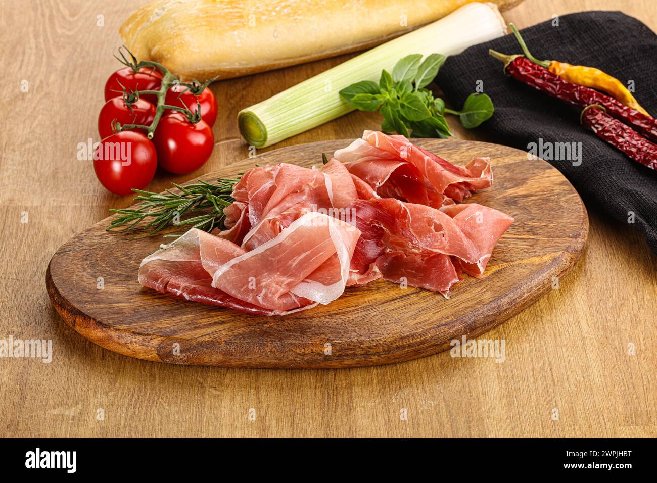 Spanish cuisine pork meat Jamon crudo Stock Photo - Alamy