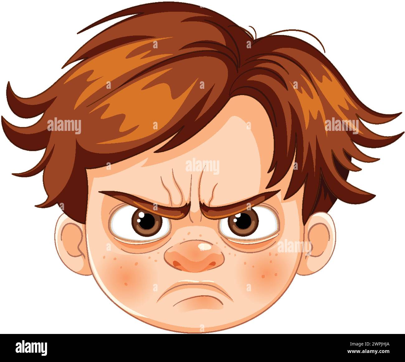 Cartoon illustration of a boy with an angry face Stock Vector Image ...