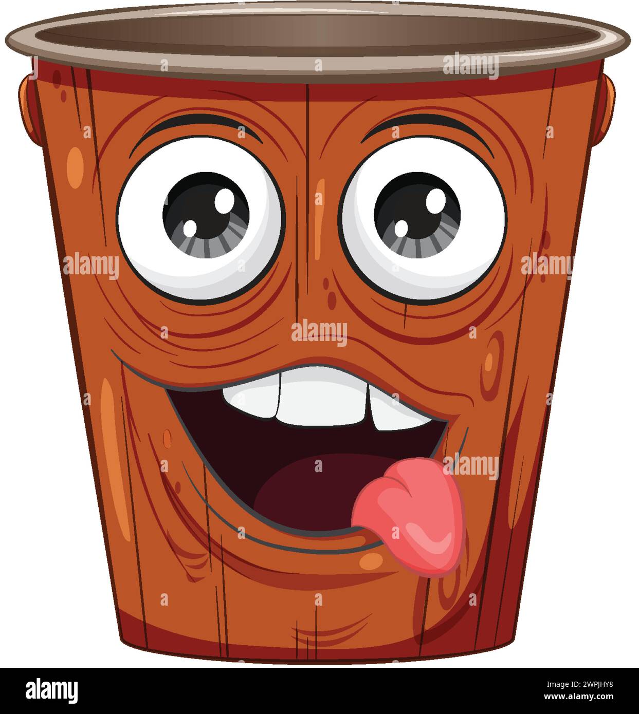 A cheerful wooden bucket character with a playful tongue Stock Vector ...