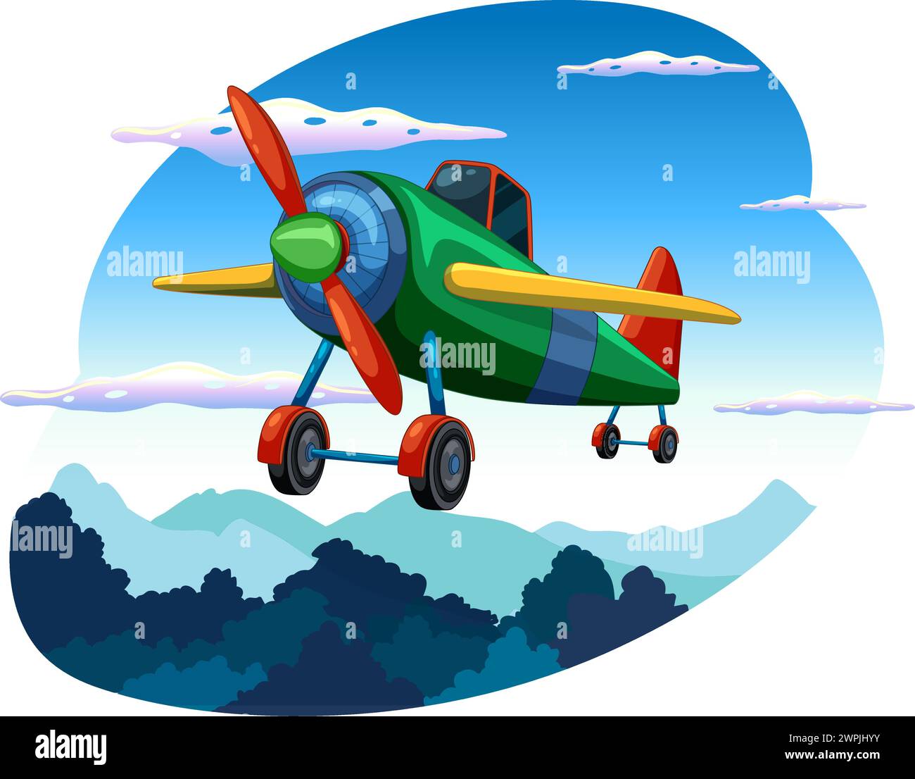 Colorful old-fashioned airplane flying in the sky Stock Vector Image ...