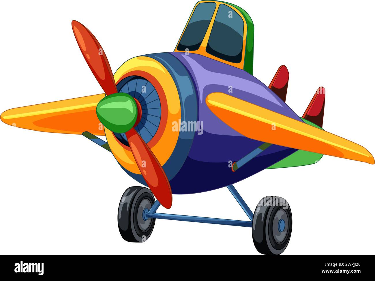 Brightly colored vector illustration of a cartoon airplane Stock Vector ...