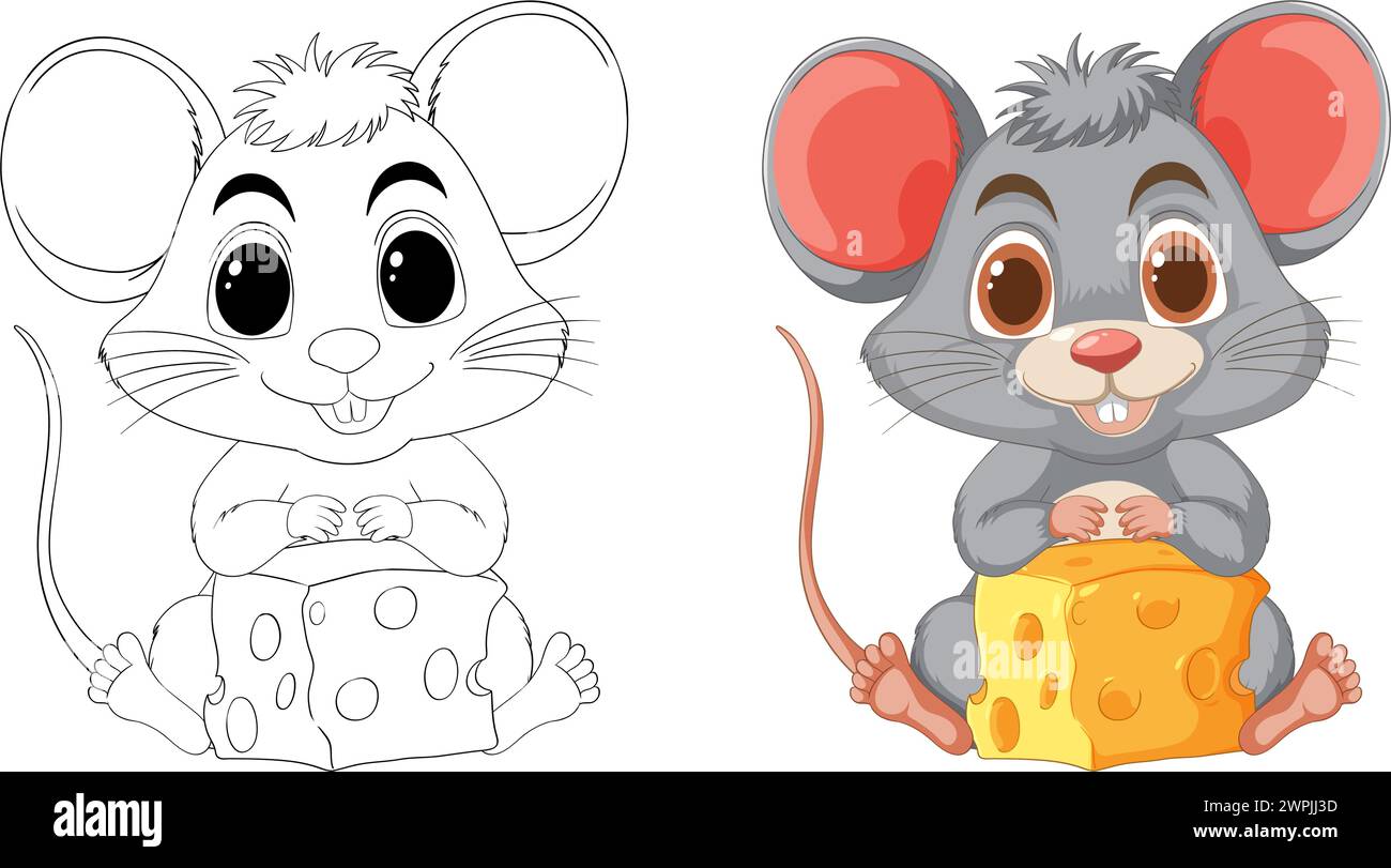 Two cute cartoon mice holding blocks of cheese Stock Vector Image & Art ...