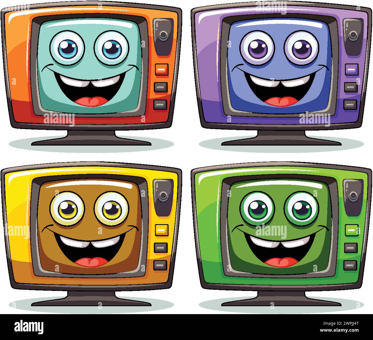 Four animated TVs with cheerful expressions Stock Vector Image & Art ...