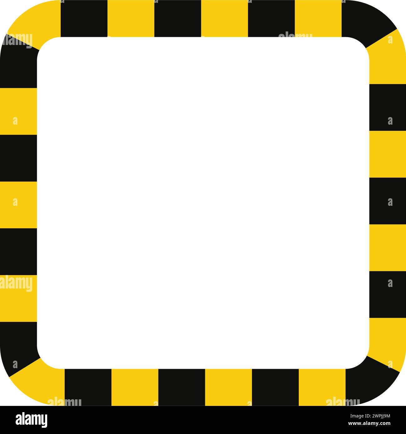 Warning square frame with yellow and black tape. Barricade lines ...