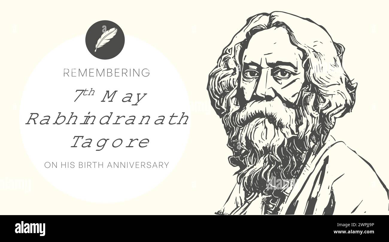 Rabindranath Tagore poster hand drawn Stock Vector Image & Art - Alamy