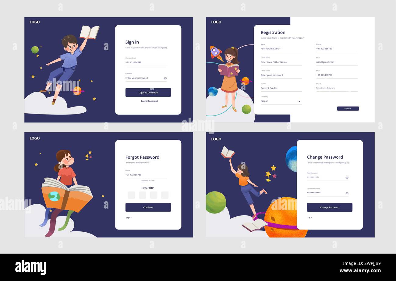 Back to school ui template Stock Vector Image & Art - Alamy