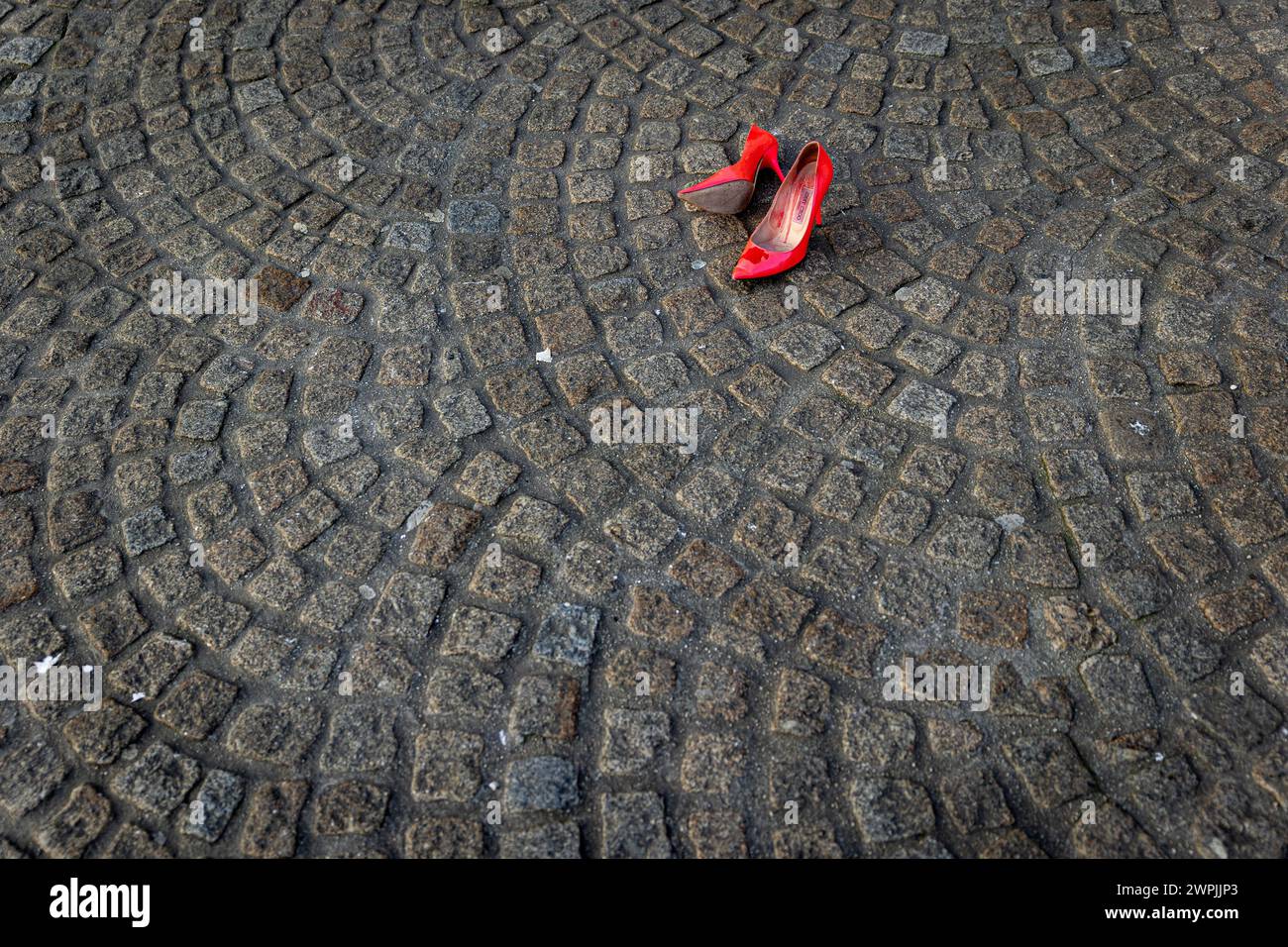 AMSTERDAM - 44 pairs of red heels on Dam Square in Amsterdam. On ...