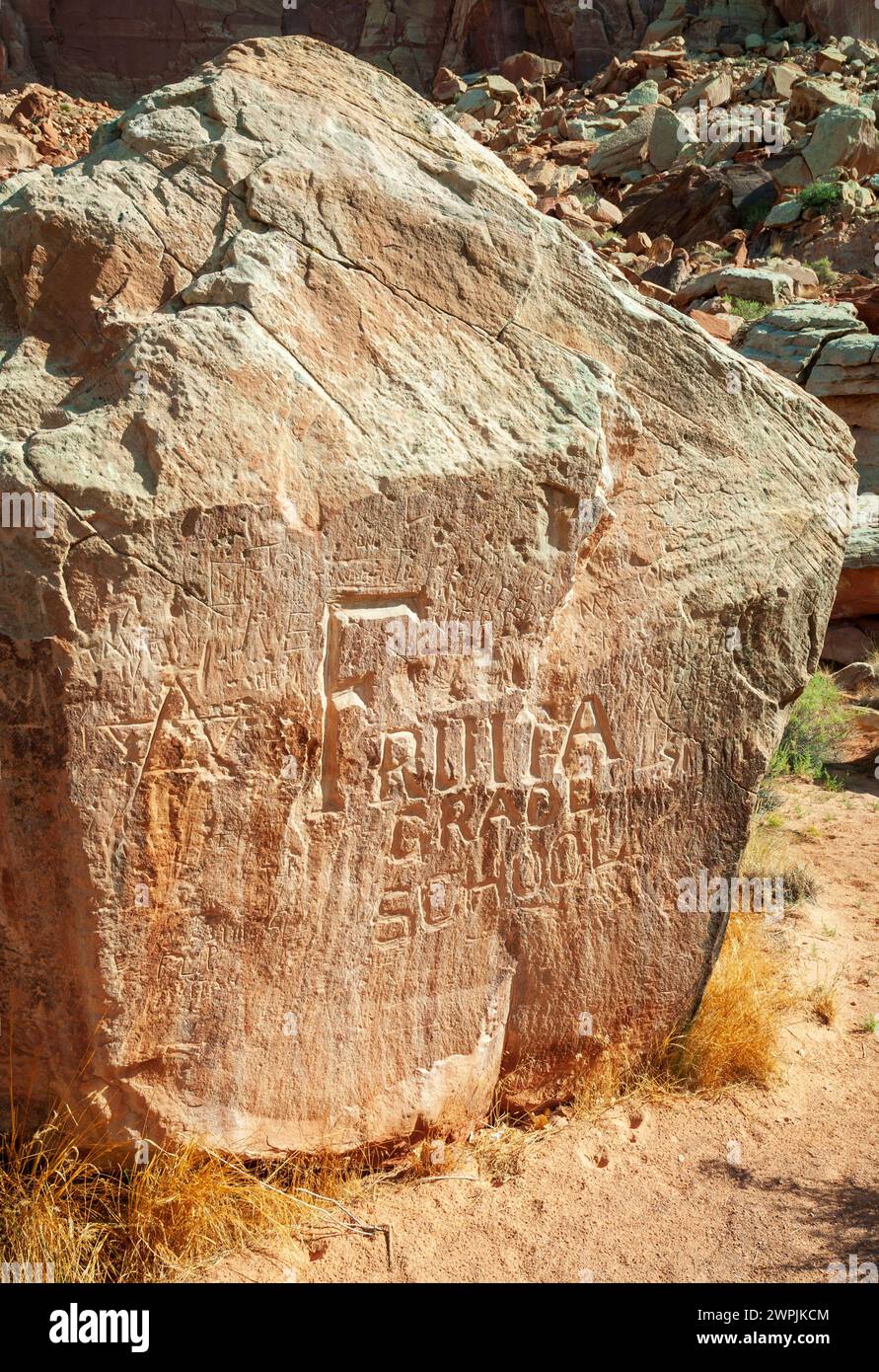 Petroglyphs at Capitol Reef National Park in Utah, USA Stock Photo - Alamy