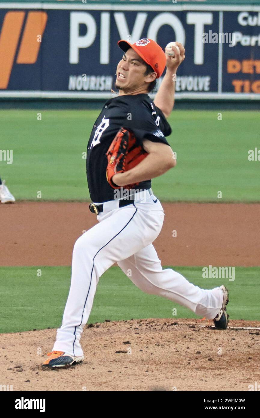 Kenta Maeda of the Detroit Tigers pitches against the Toronto Blue Jays ...
