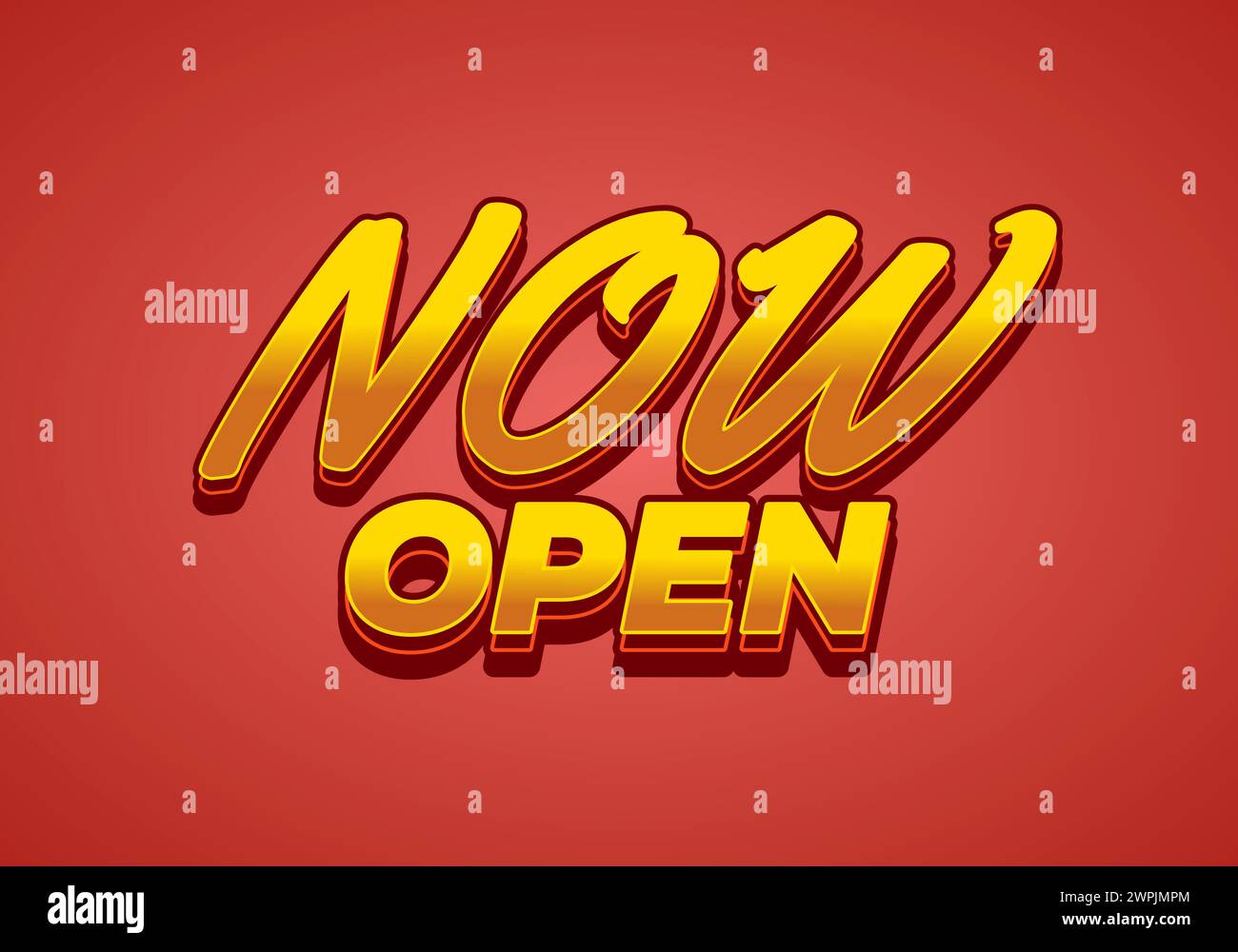 Now open. Text effect design in yellow red color with 3 dimension style ...
