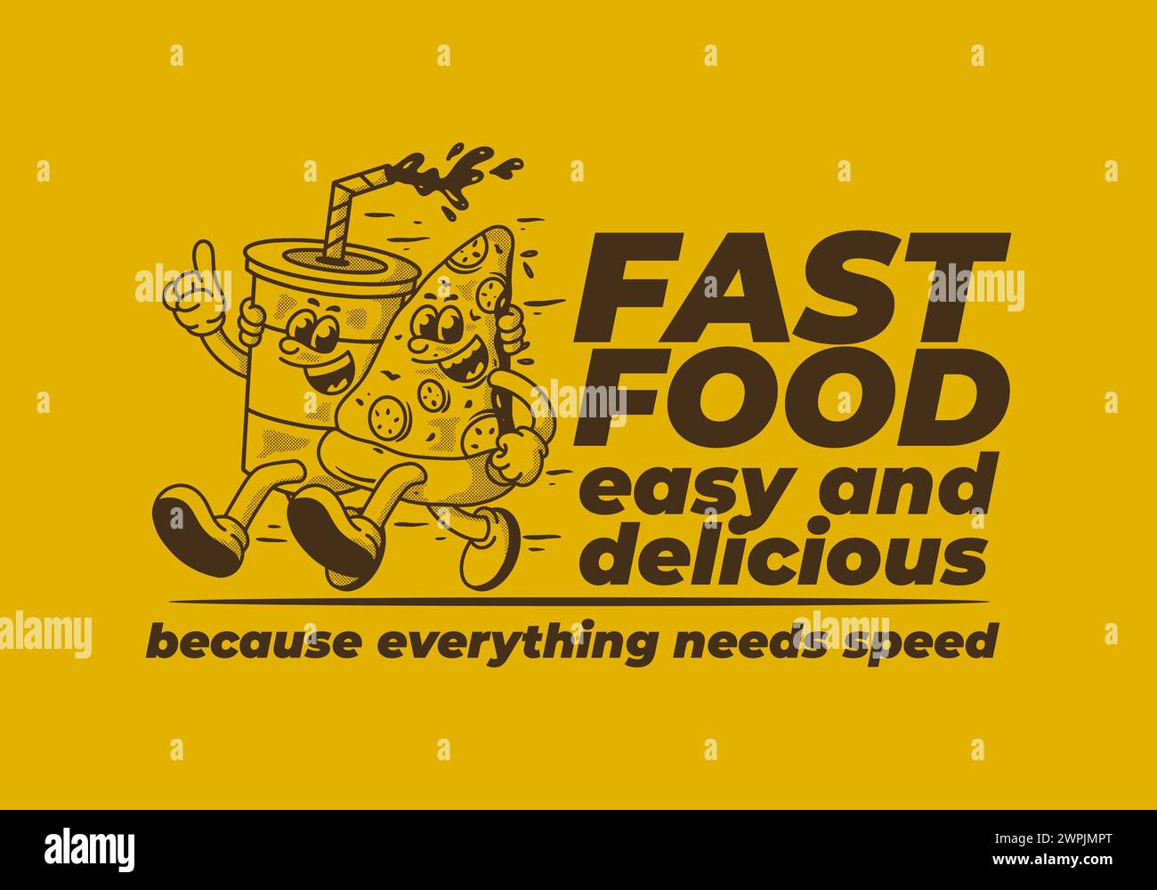 Fast food, easy and delicious. Mascot character illustration of running ...