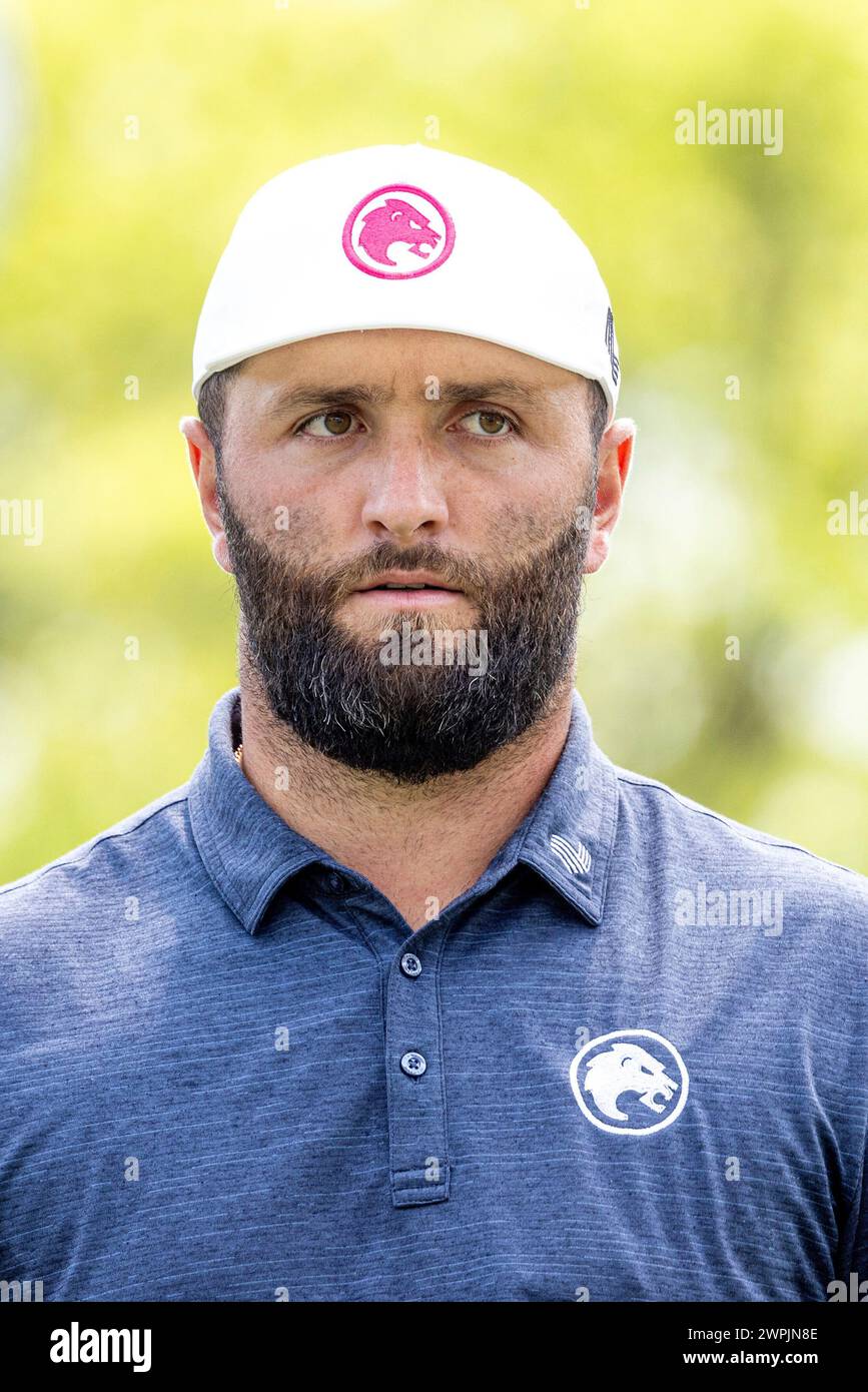 Captain Jon Rahm of Legion XIII GC is seen his shot on the sixth hole ...