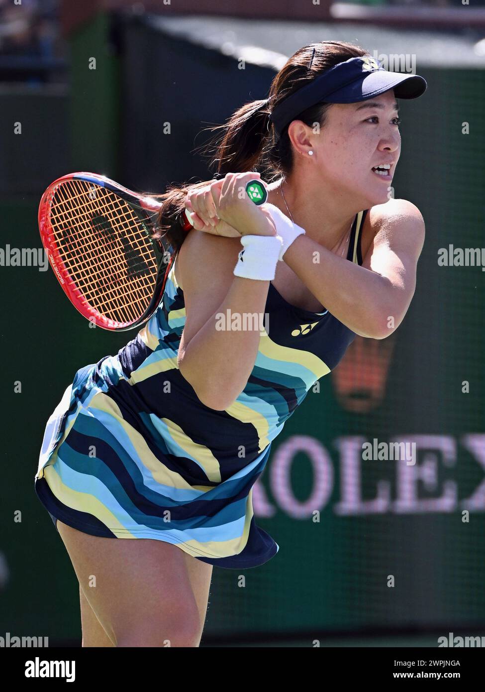 INDIAN WELLS, CA - MARCH 07: Lin Zhu (CHN) looks down court after ...
