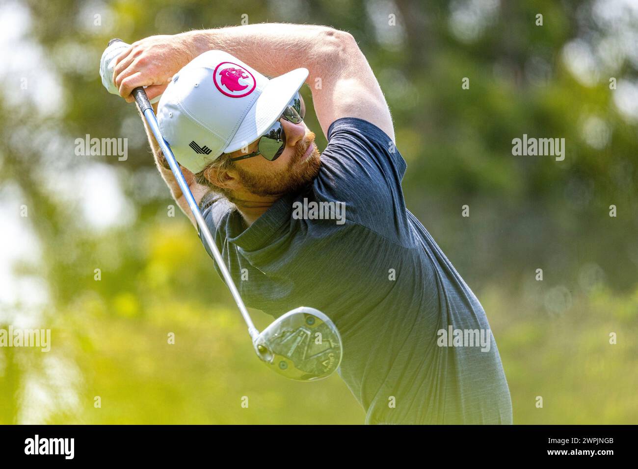 Kieran Vincent of Legion XIII GC hits his shot from the 11th tee during ...
