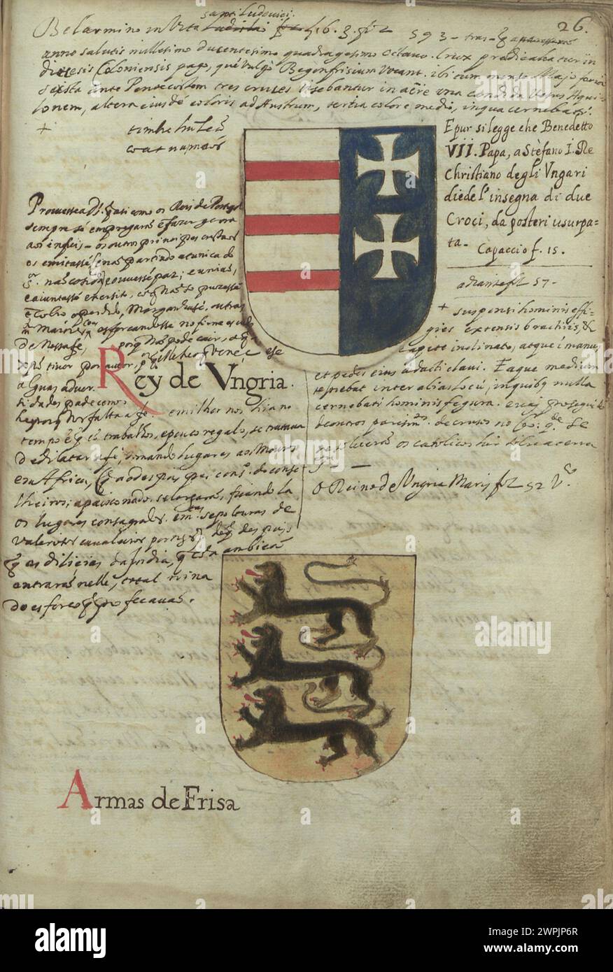 Ancient Hungarian (Ungria) and Frisian (Frisa) Coat of Arms Stock Photo ...