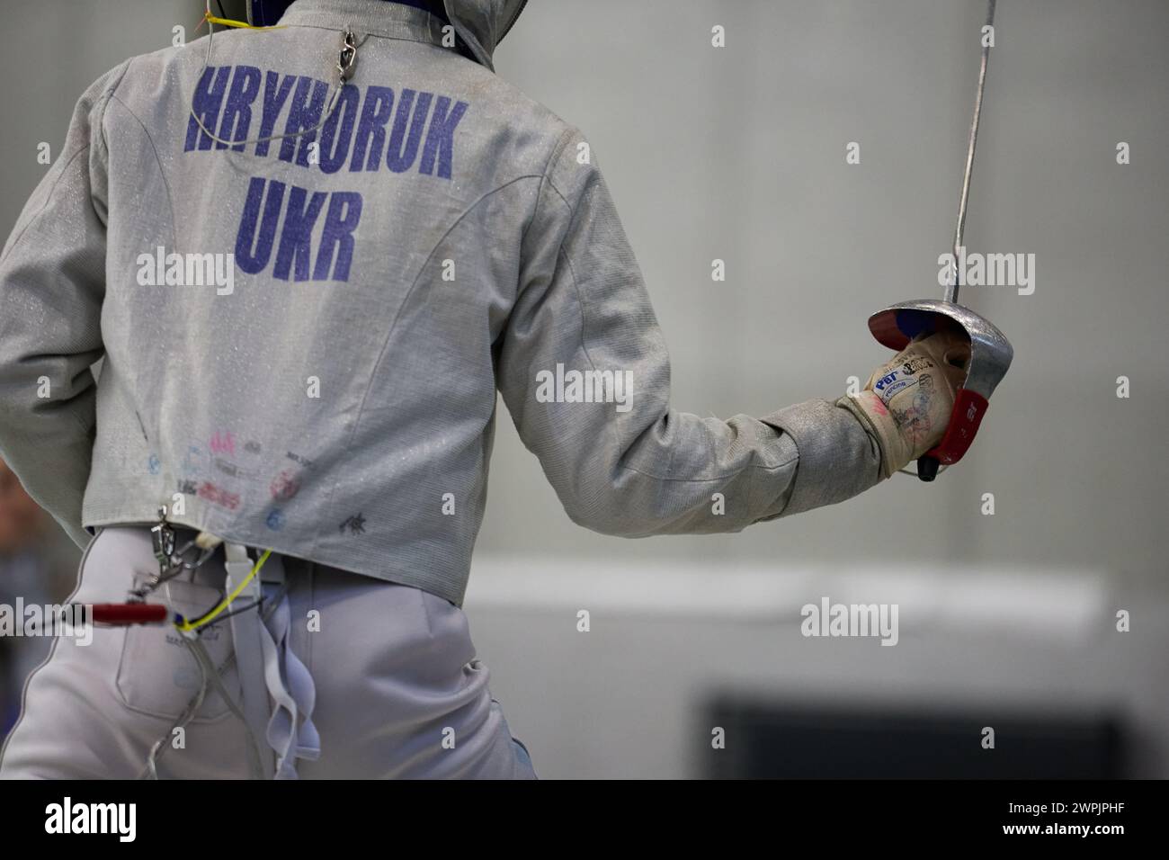 Fencer Oleksandr Hryhoruk fences at the "All-Ukrainian Competition of ...