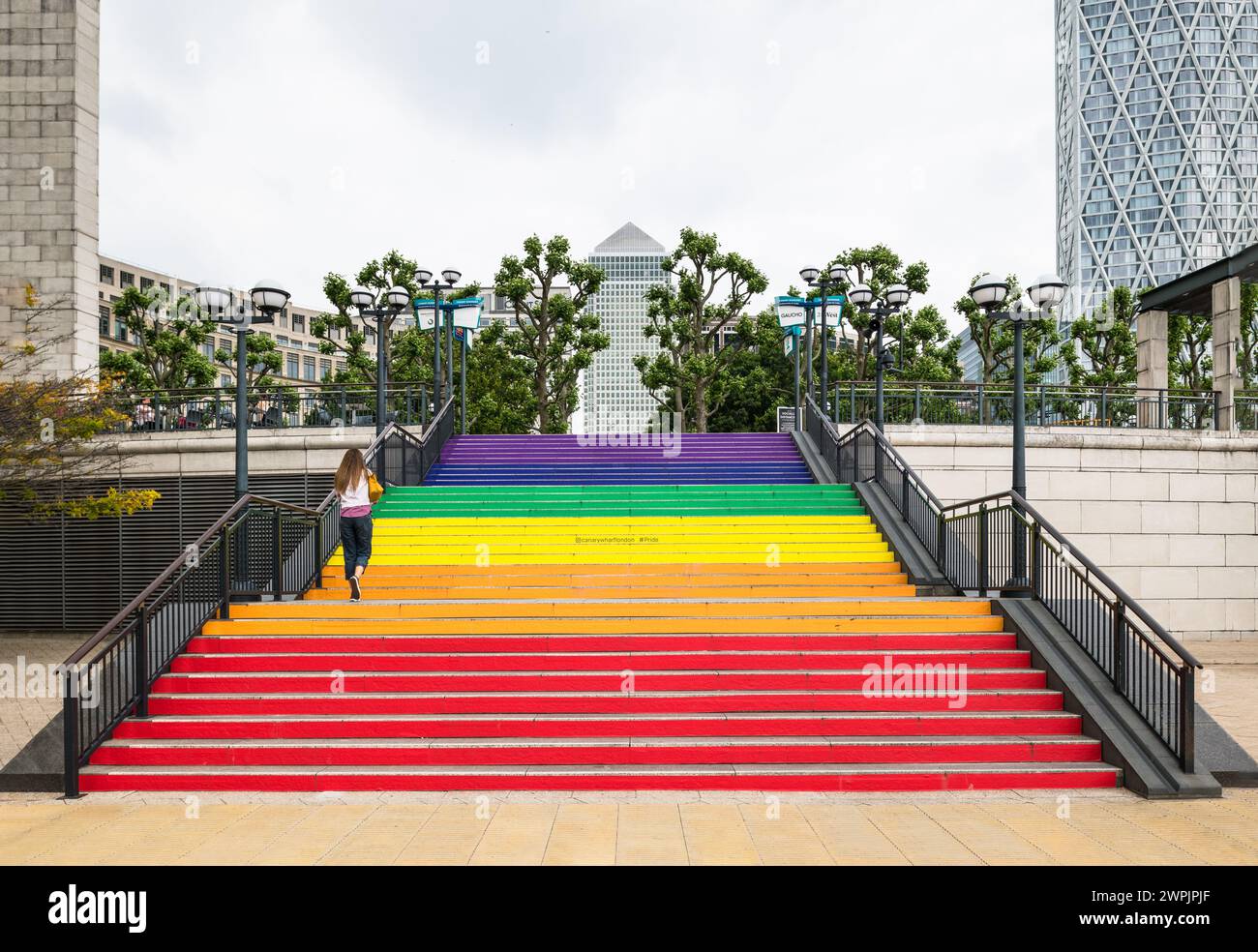 Rainbow steps at Canary Wharf celebrating Pride Week in London Stock ...