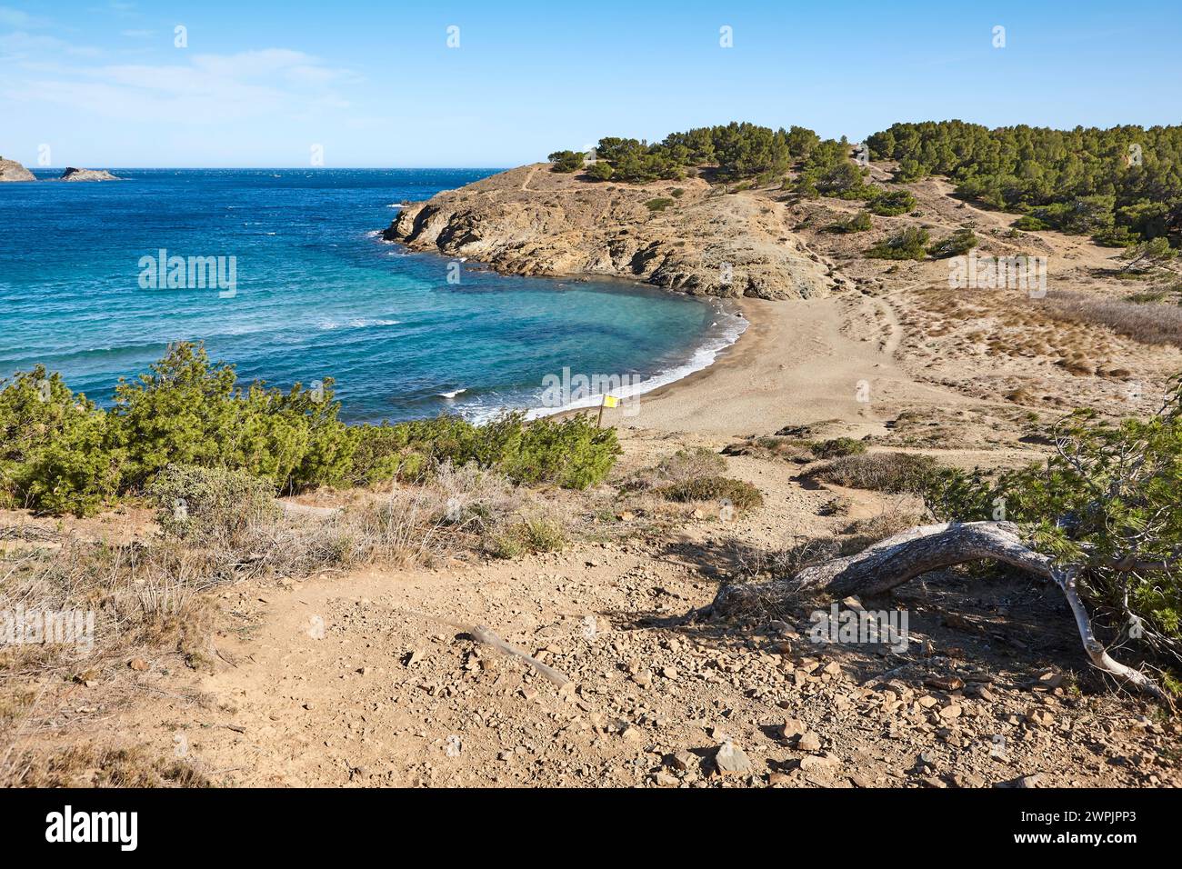 Mediterranean coast in Costa Brava. Borro beach, Cape Ras. Spain Stock ...