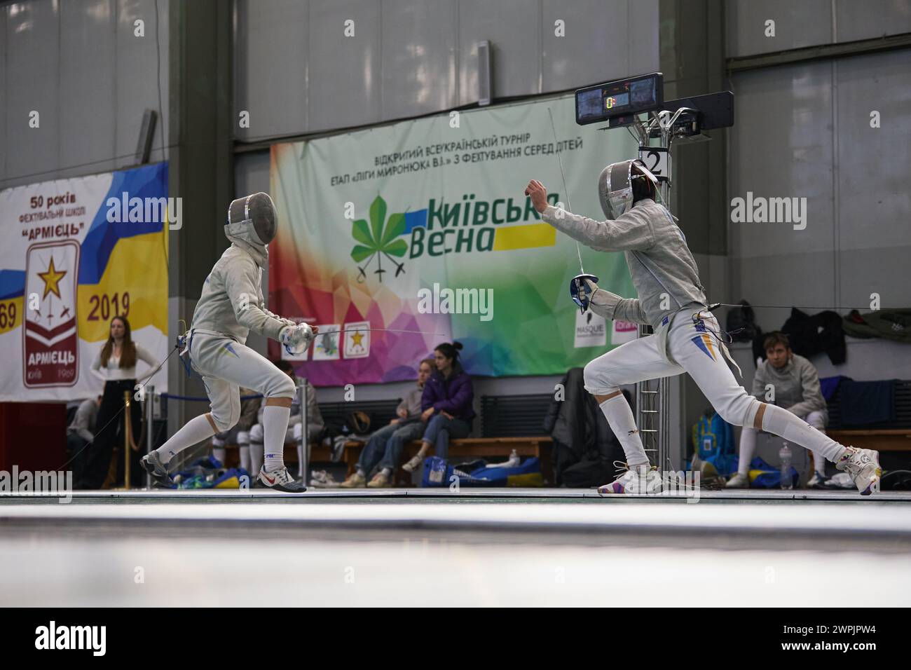 Fencers Ihor Markunin (left) and Roman Krasnovyd fighting at the "All ...