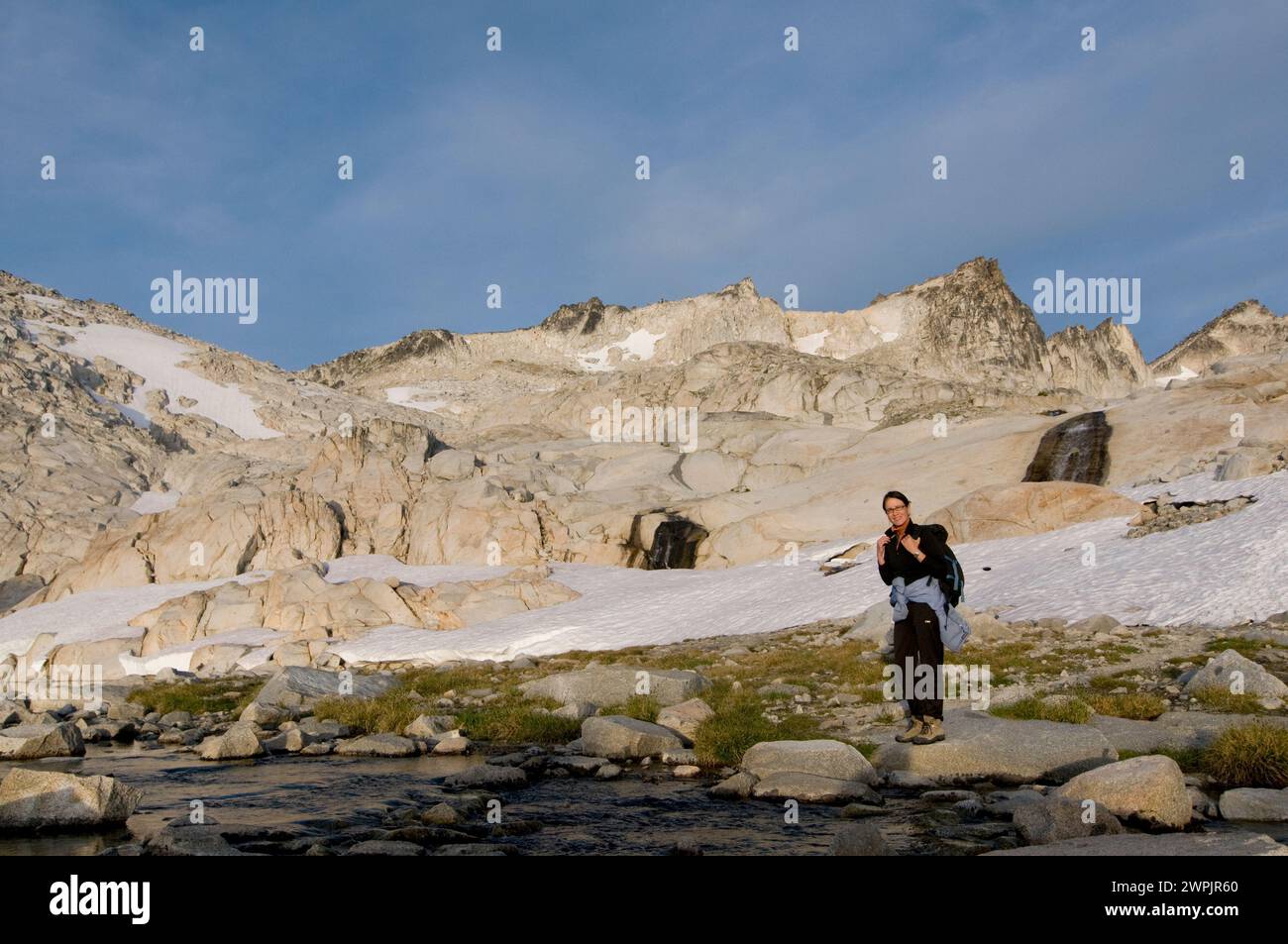 Native American Indian women Sunny Coulson hiking and camping in Alpine ...