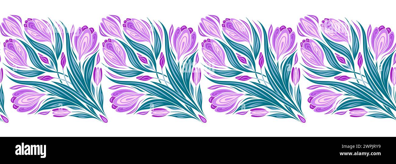 Vector seamless border with geometric crocuses isolated from background ...
