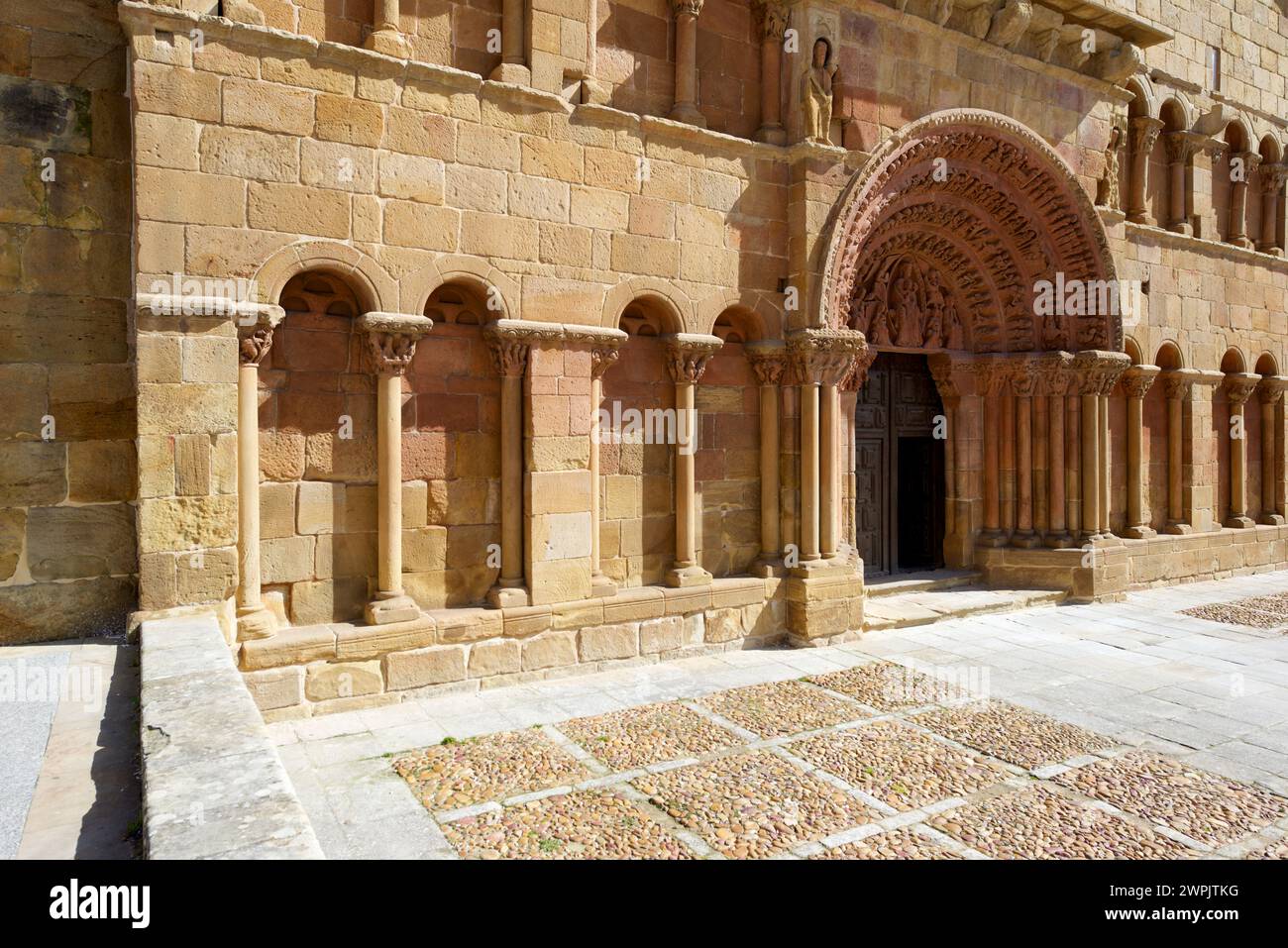 Main facade of the Romanesque church of Santo Domingo in the city of ...
