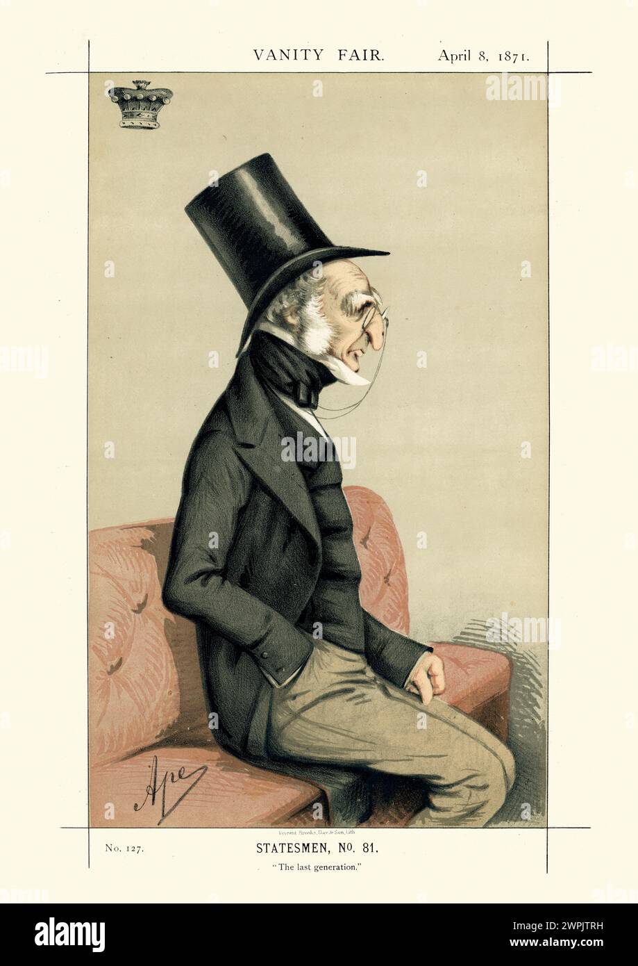 Victorian caricature of Dudley Ryder, 2nd Earl of Harrowby, a British ...