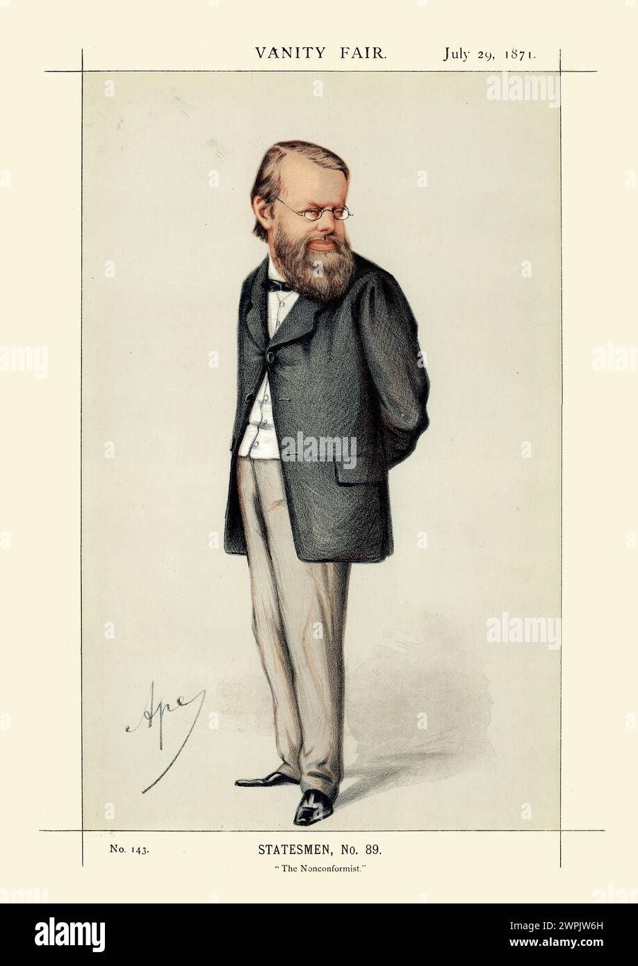Victorian caricature of Edward Miall, 1809 to 1881 was an English ...