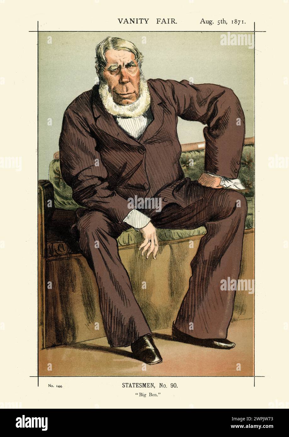 Victorian caricature of George Bentinck (MP) 1803 to 1886, a British ...