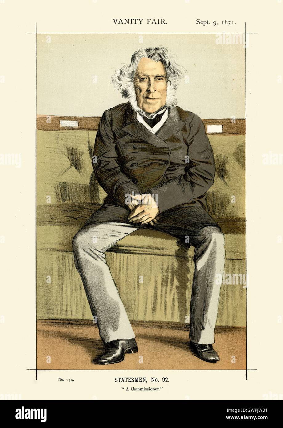 Victorian caricature of Russell Gurney (MP) an English Conservative ...