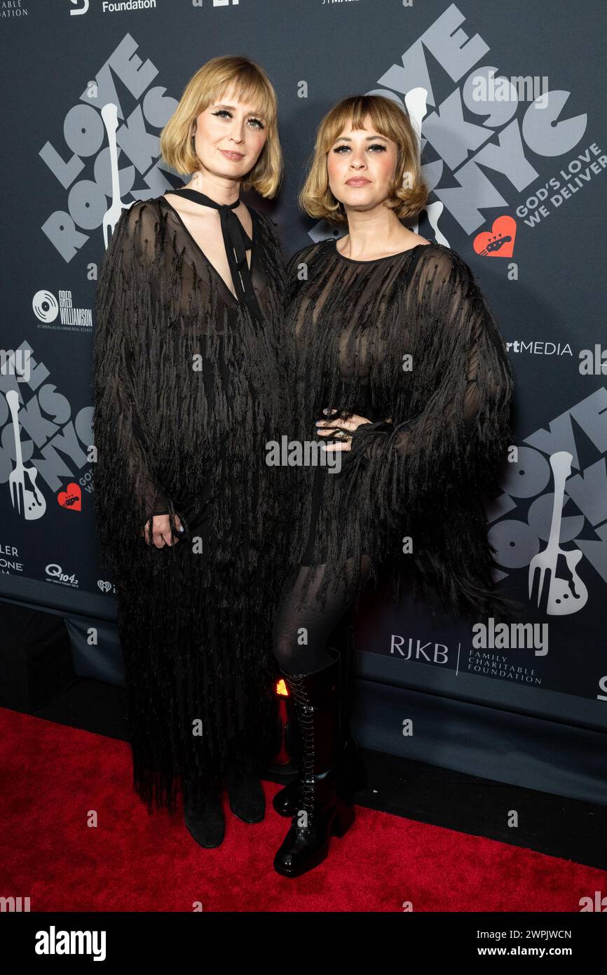 New York, USA. 07th Mar, 2024. (L-R) Holly Laessig and Jess Wolfe arrive on the red carpet for ...