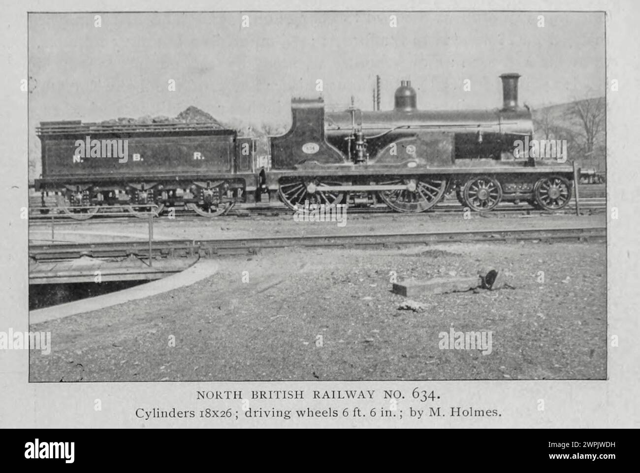 NORTH BRITISH RAILWAY NO. 634. Cylinders 18x26 ; driving wheels 6 ft. 6 ...