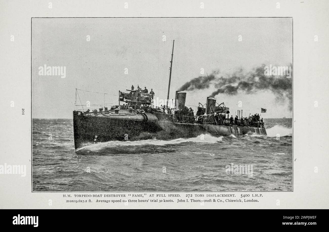 H.M. TORPEDO-BOAT Destroyers Fame at full speed 272 Tons Displacement ...