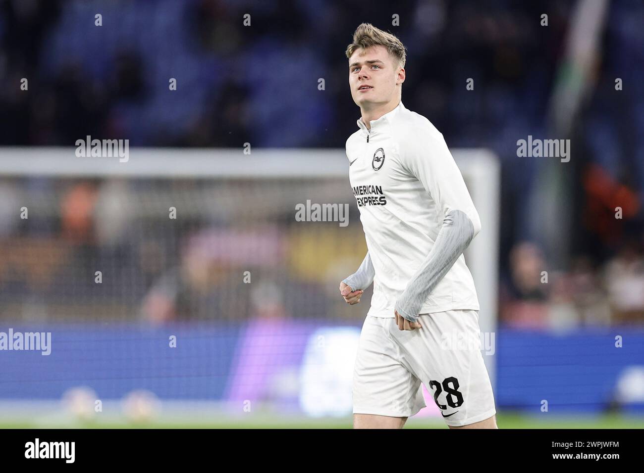 Brighton and Hove Albion's IRL forward Evan Ferguson looks during UEFA ...