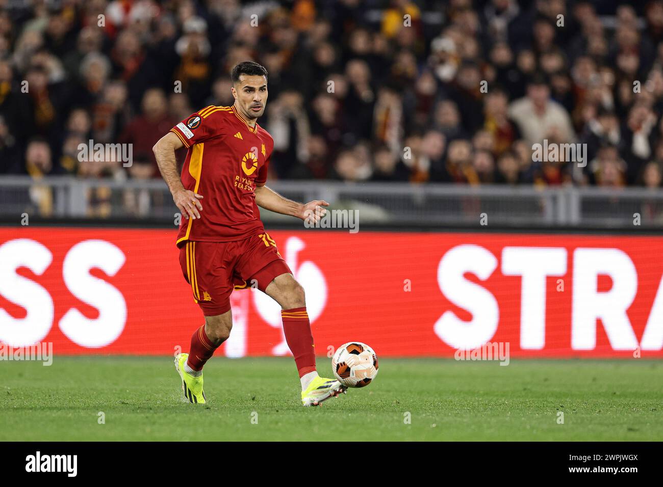 Roma’s Turkish defender Zeki Celik controls the ball during UEFA Europa ...