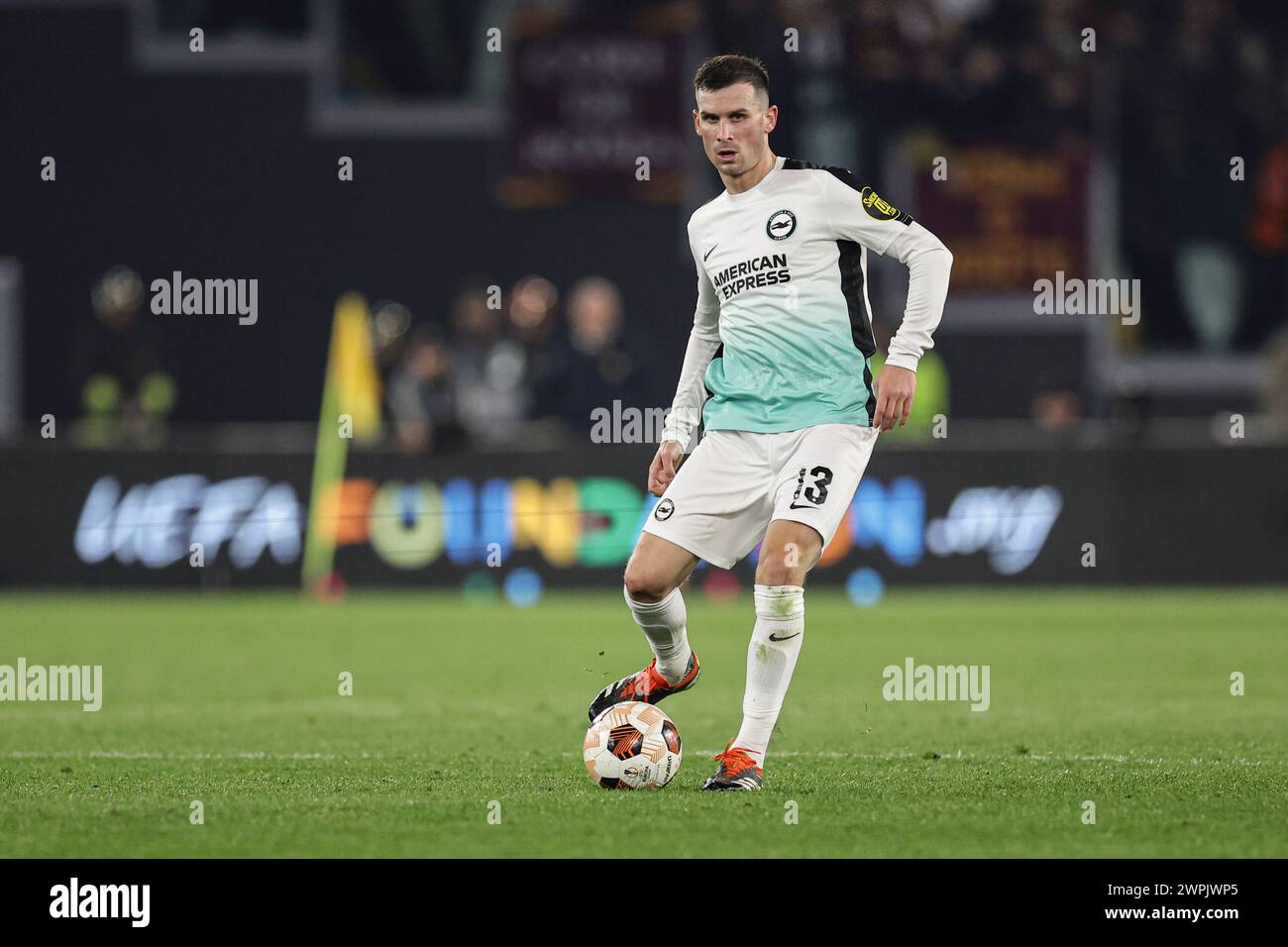 Brighton and Hove Albion's German midfielder Pascal Grob controls the ...