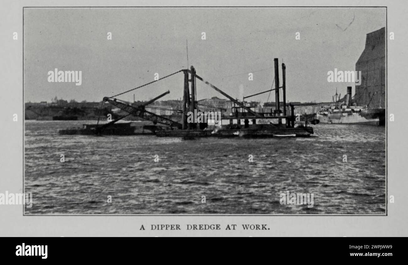 A Dipper dredge at work. from the Article THE IMPROVEMENT OF THE ...