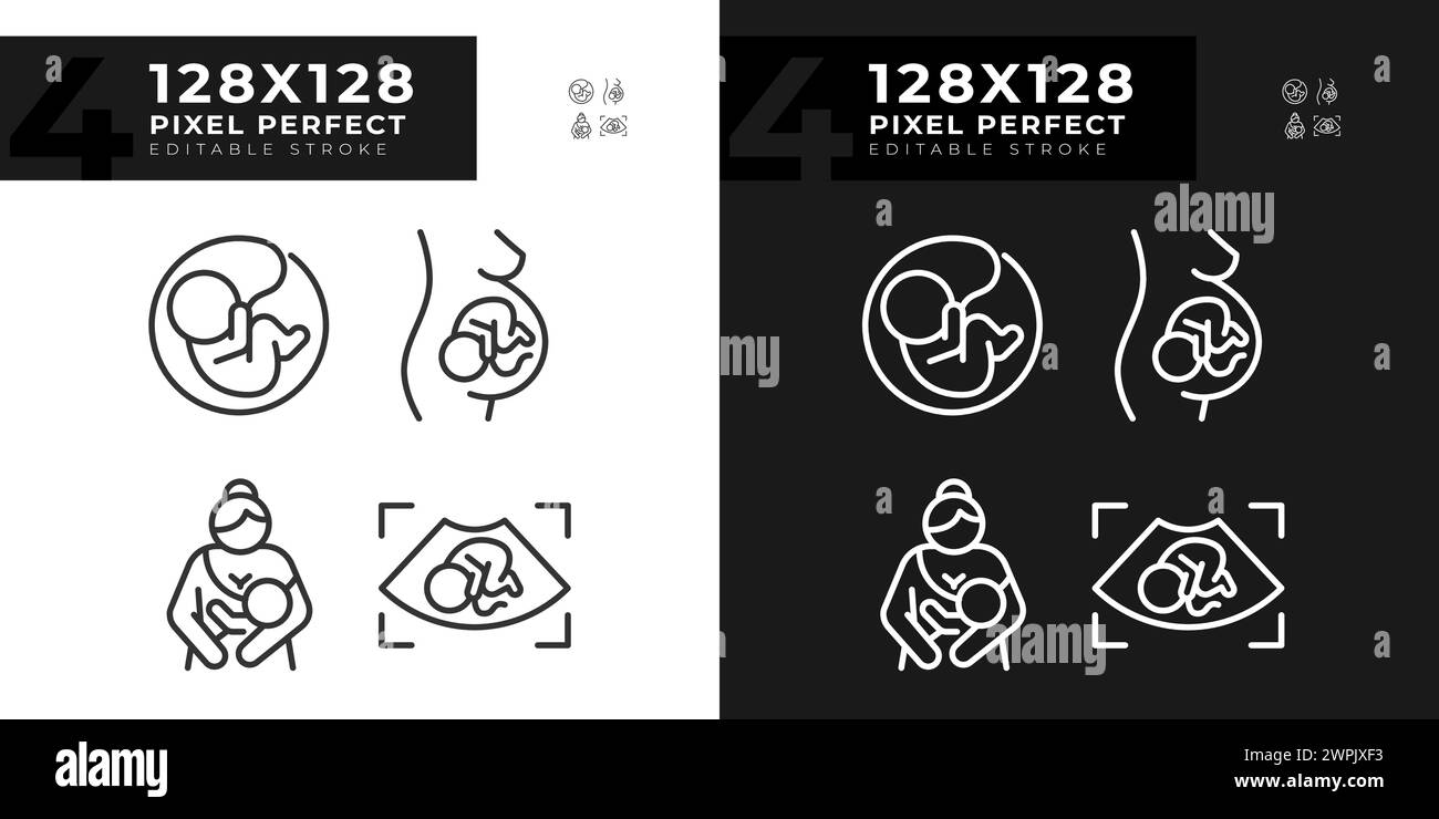 Child growth linear icons set for dark, light mode Stock Vector Image ...