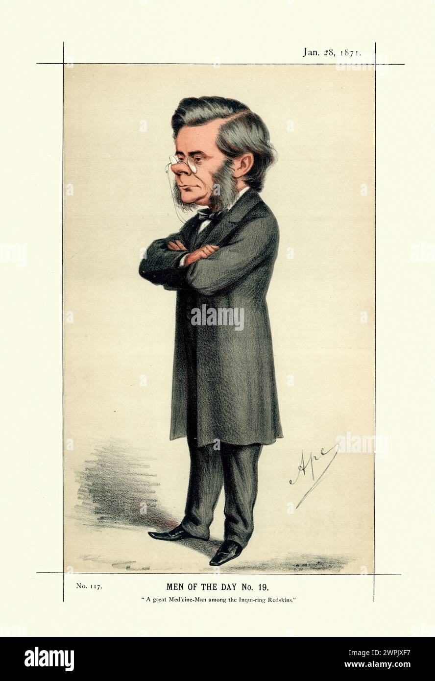 Victorian caricature of Thomas Henry Huxley, an English biologist ...
