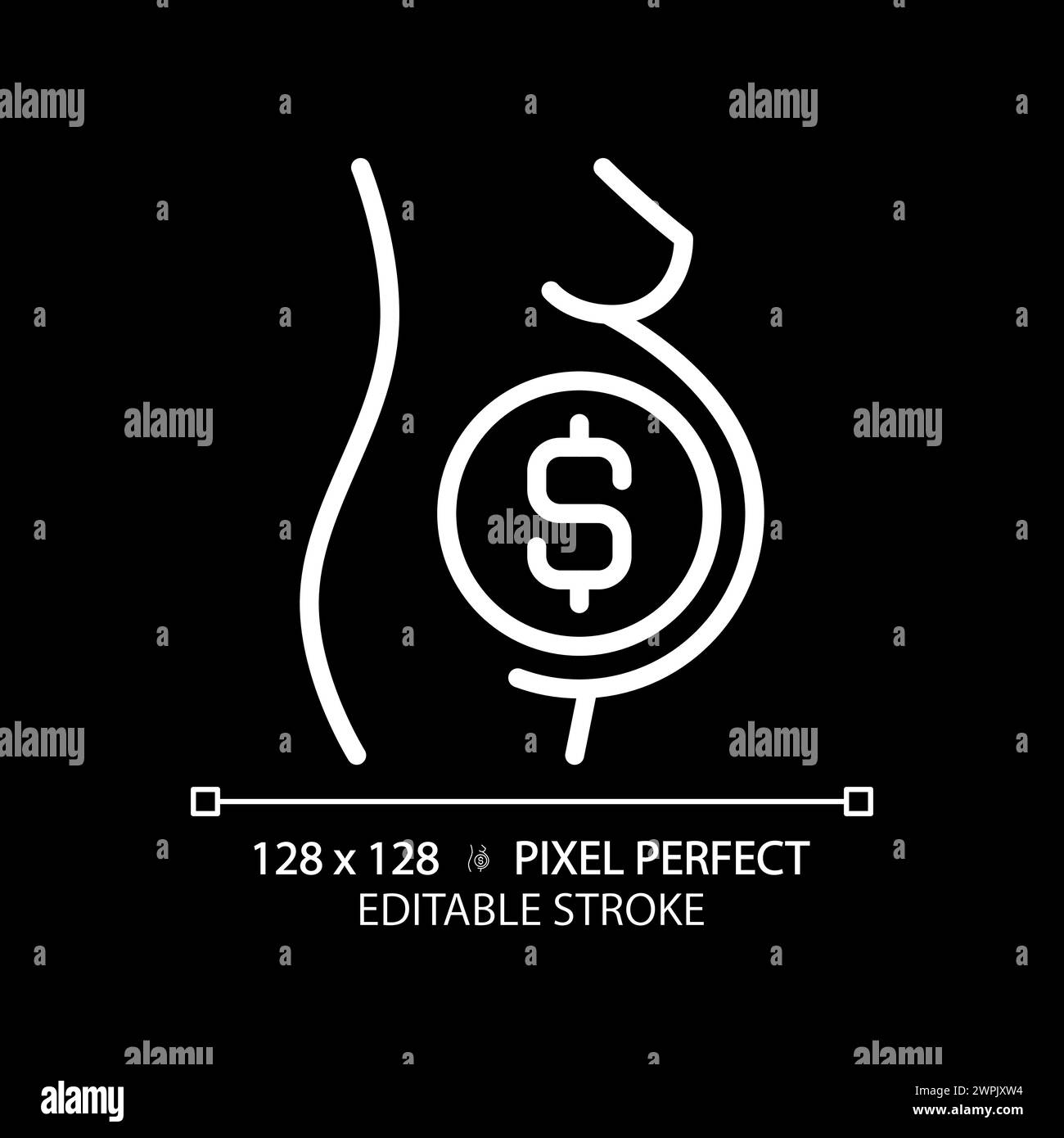 Surrogate pregnant woman white linear icon for dark theme Stock Vector ...