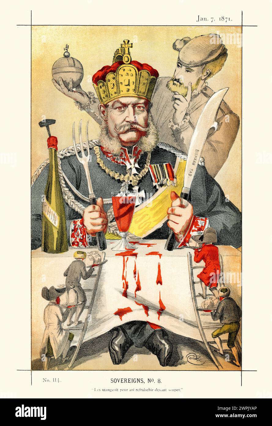 Victorian caricature of William I (Wilhelm I), German Emperor and King ...