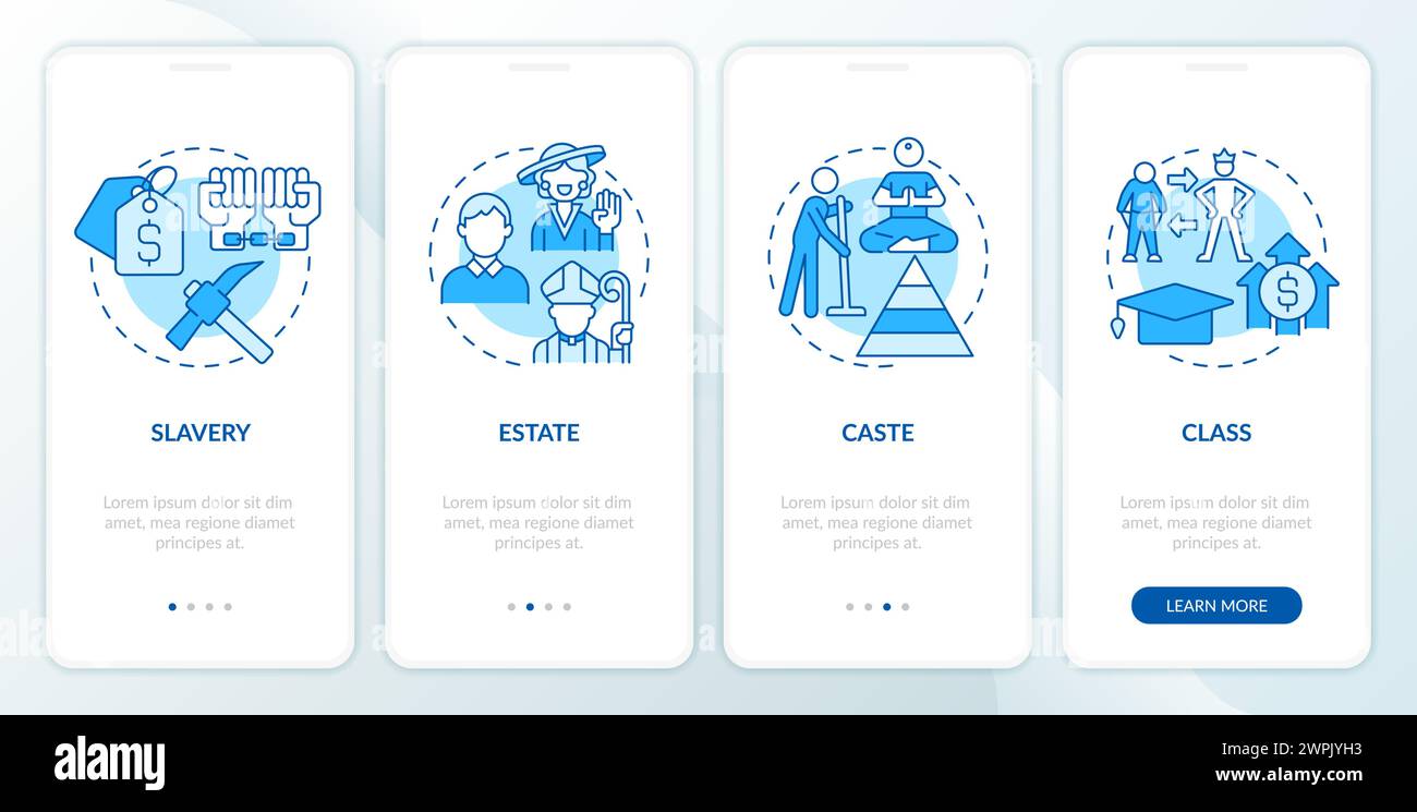 Types of social stratification blue onboarding mobile app screen Stock Vector Image & Art - Alamy